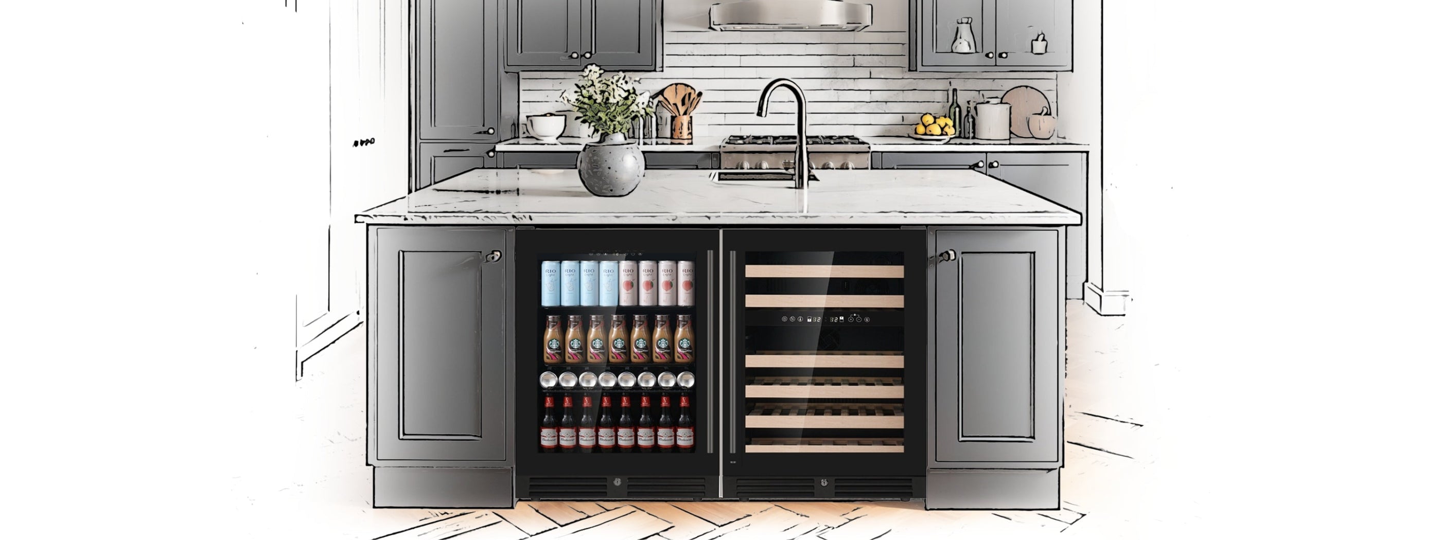 Triple-Zone Wine & Beer Combo Fridge | Three-Zone Cooling